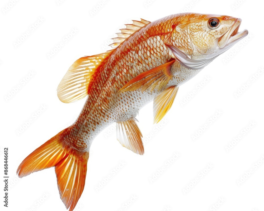 Jumping Fish. Red Drum (Sciaenops ocellatus) Escape in Isolated White ...