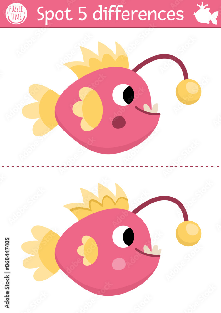 Find differences game for children. Mermaid educational activity with ...