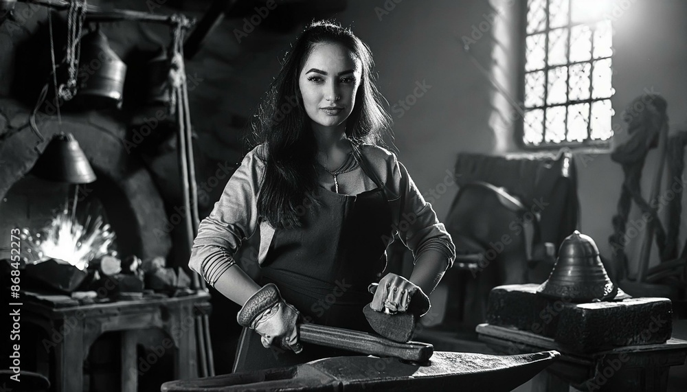 Medieval Blacksmith - A busy medieval blacksmith shop with a blacksmith ...