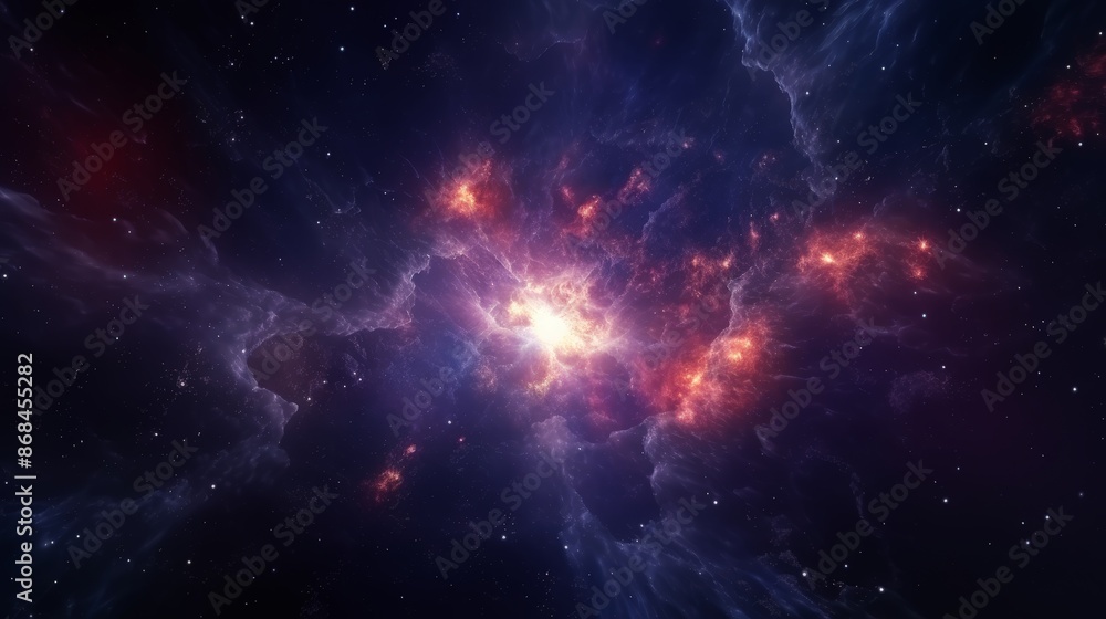 Exploding star. Universe expanding, nebulae stardust. Supernova ...