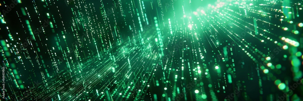 Artificial Intelligence, abstract green digits falling like digital ...