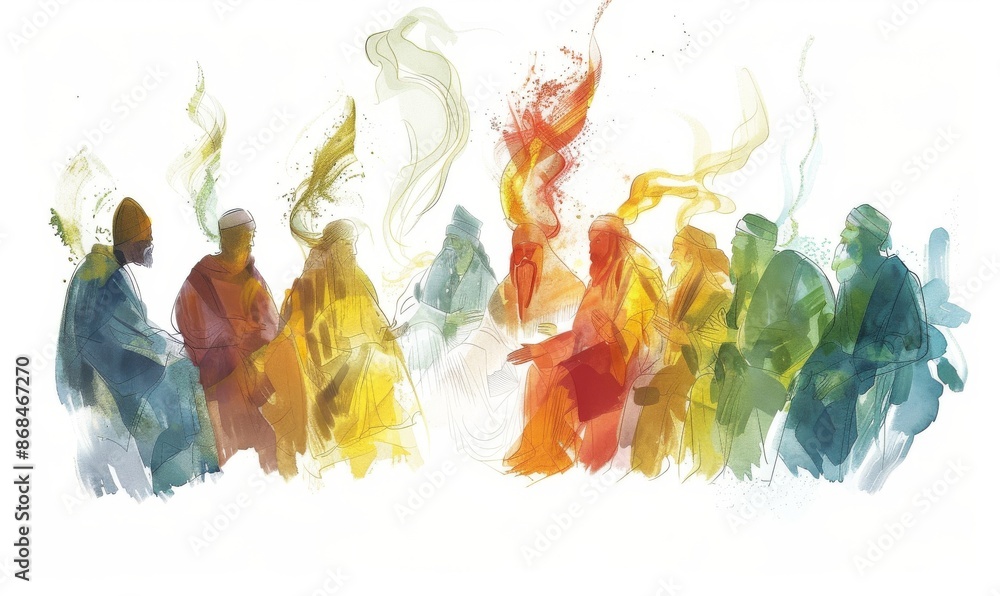 Pentecost. The descent of the Holy Spirit on the Apostles. Digital ...