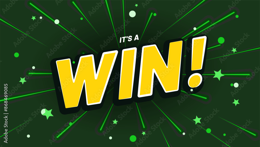 Winner fireworks illustration. Rich green background for victory ...