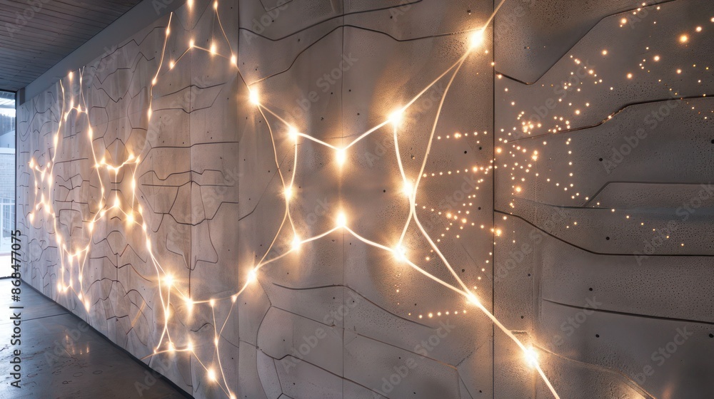 Screen wall made from aerated concrete panels with integrated LED ...