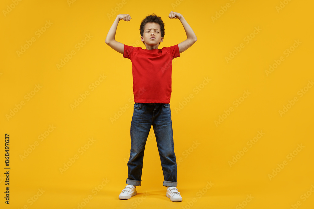 Full length studio portrait of cute confident African American ...