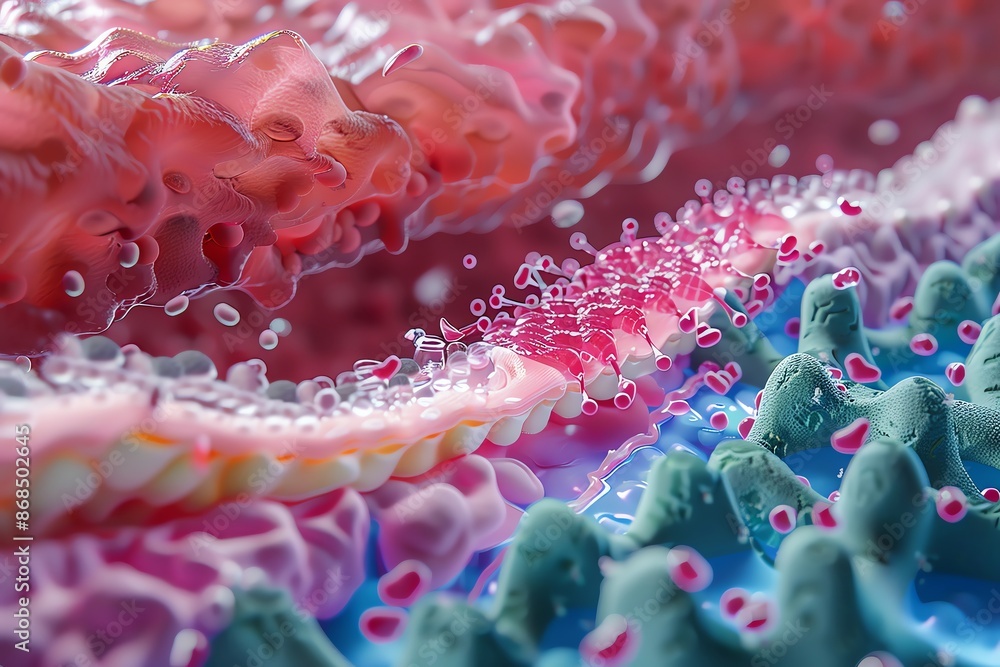 Cross-section diagram showing mucosal membrane health vs disease Stock ...