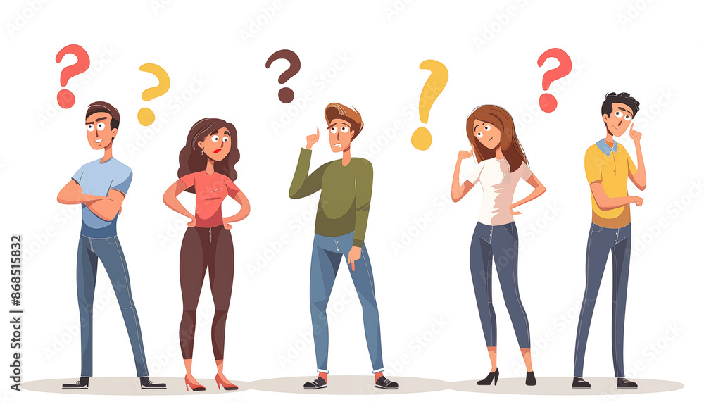 Set of people with a question. Set of People Thinking tasks and ...