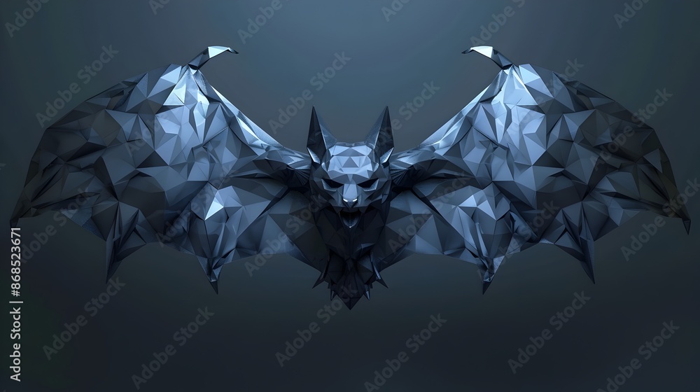 Polygonal 3D Model of Ice Bat with Geometric Shapes in Digital Art ...