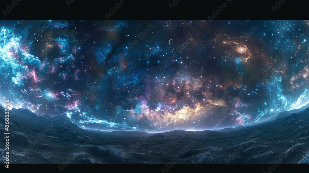 Immersive 360-Degree Space Background with Nebula and Stars ...