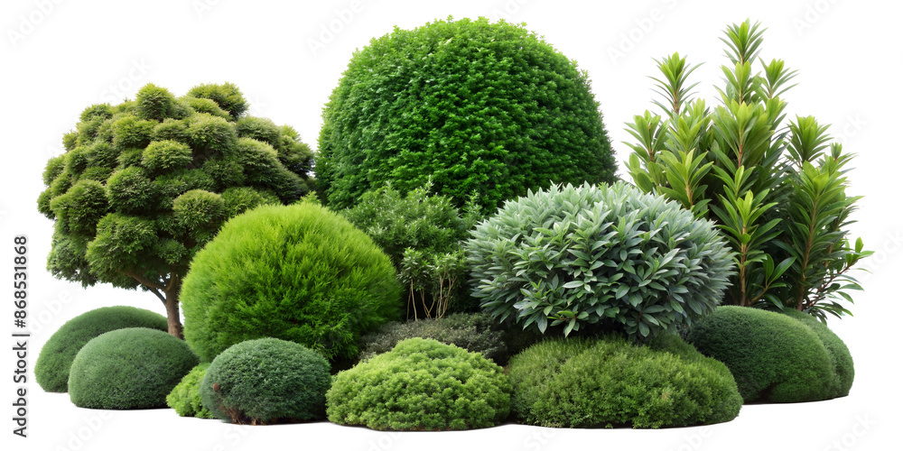 collection of evergreen bush, tree, and shrubs (landscape-shaped ...