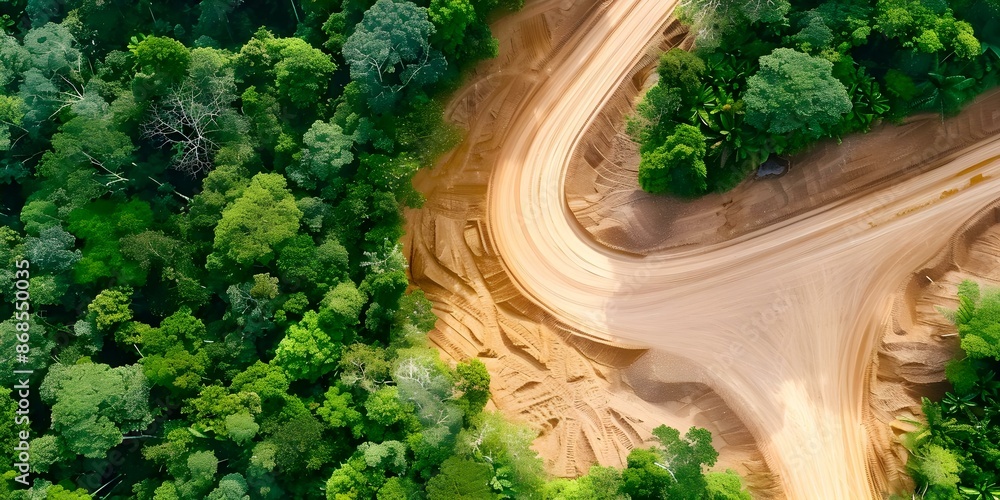Aerial view of Amazon rainforest deforestation due to illegal mining ...