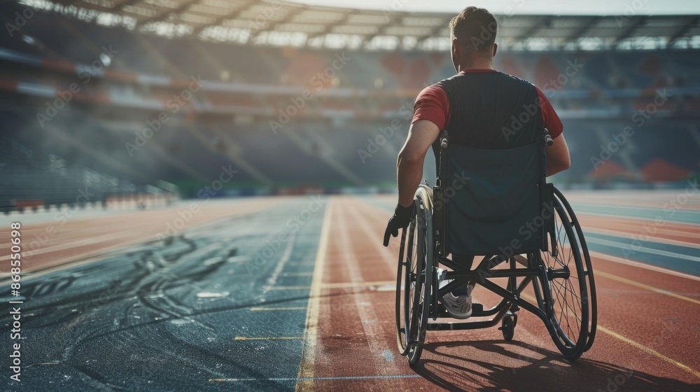 Disabled athlete on the stadium. Portrait of disabled professional ...