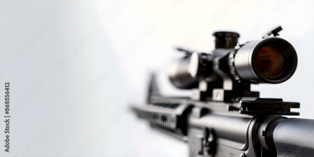 Silhouette of AR assault rifle with red dot sight isolated on white ...