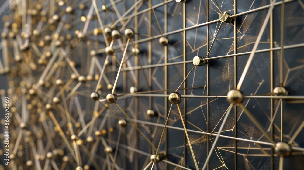 Screen wall featuring a lattice of brass rods, each intersecting at ...