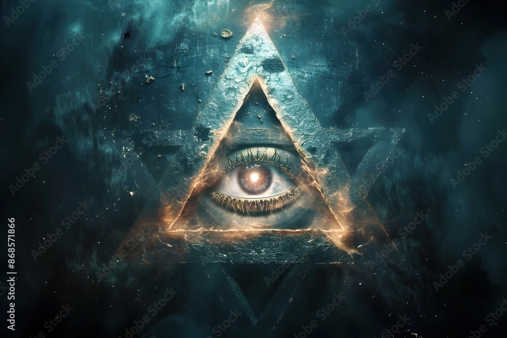 Mystical Esoteric Six-Pointed Star Motif with Watchful Eye of Horus ...