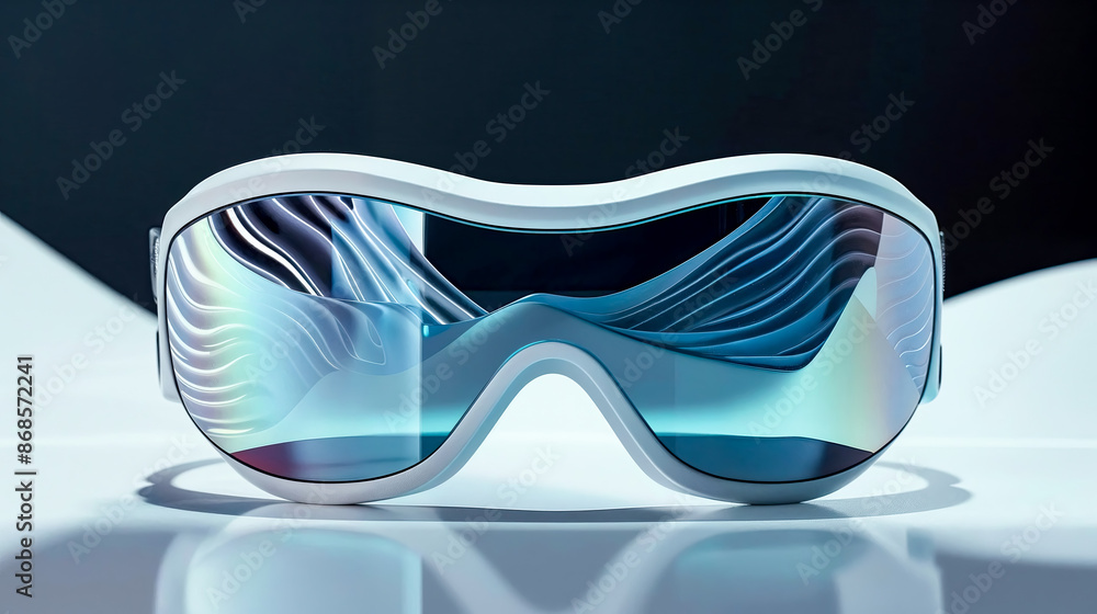 VR Goggles with polarizing lens on display, light white and light ...
