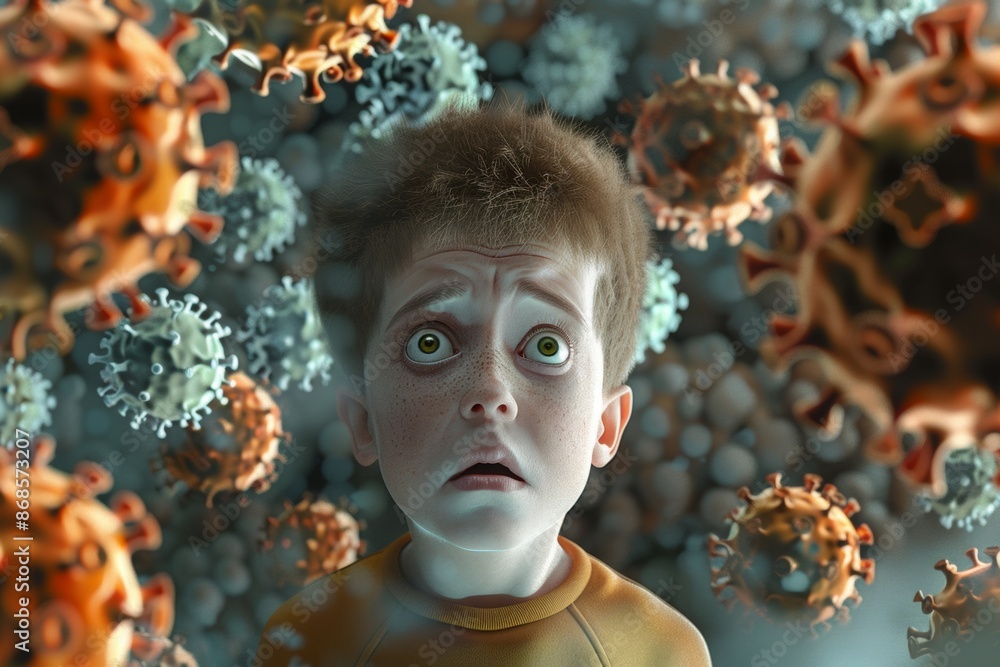 Authentic portrayal of boy's scared reaction facial expression speaks ...