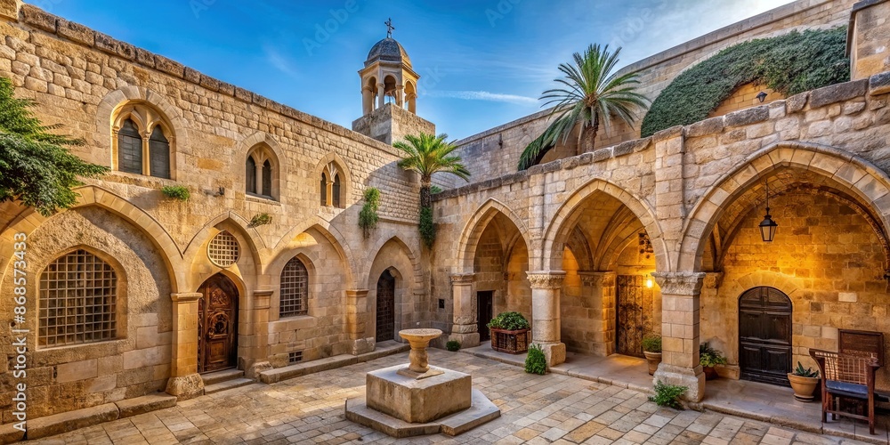 Ancient stone walls surround a serene courtyard in the 12th-century ...