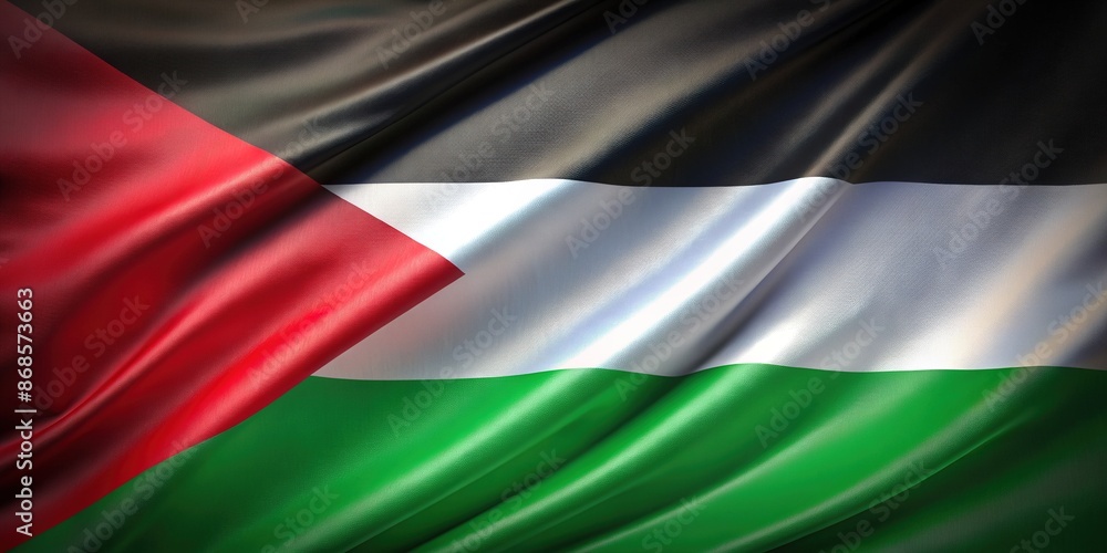 Vibrant 3D rendering of Palestinian flag's three horizontal stripes of ...