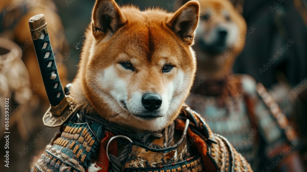 Shiba inu samurai warrior. A Shiba Inu dog dressed as a Japanese ...