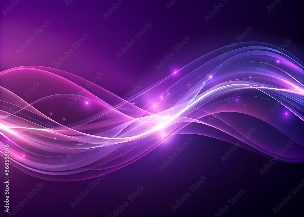 Softly glowing gradient purple flow curves and swells on a transparent ...