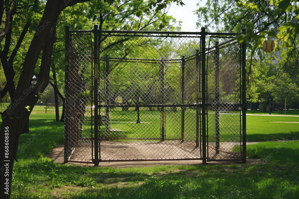 Backstop in Baseball Park. Green Grass Field - Sport and Play Concept ...