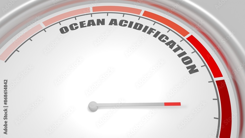 Ocean acidification value measuring device with arrow and scale. Carbon ...