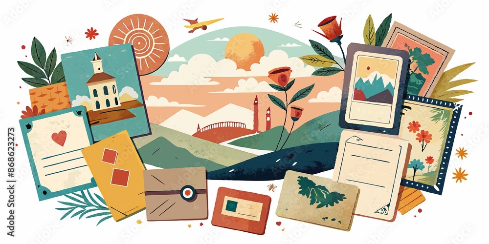 watercolor, postcards, collection, vintage, dreamy watercolor artwork ...