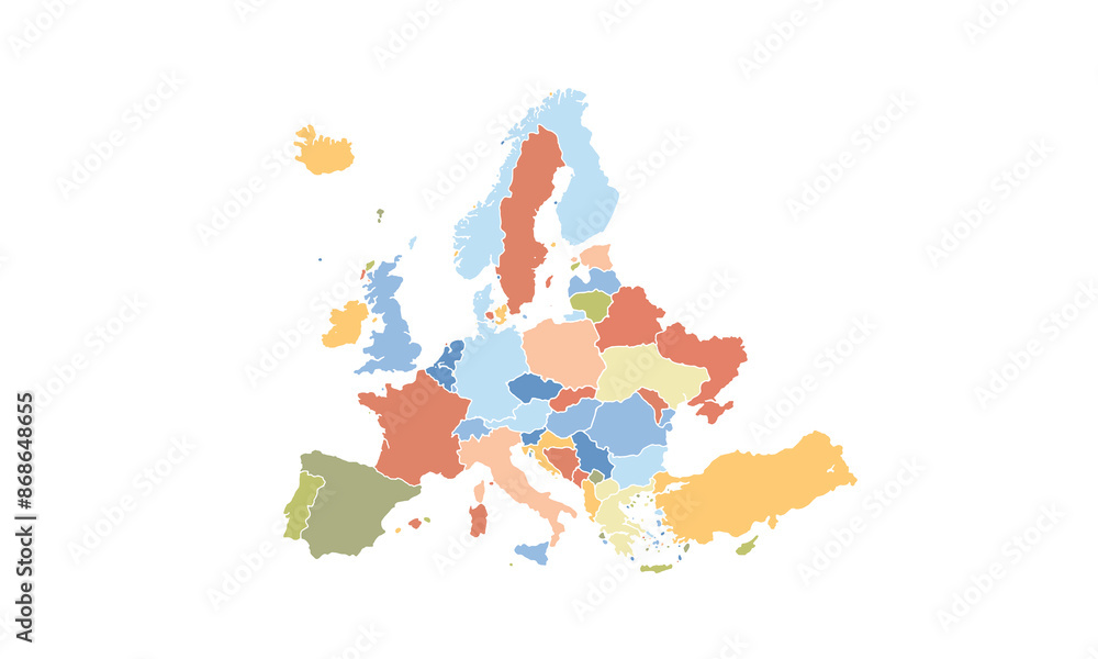 Europe map isolated modern colorful style. for website layouts ...