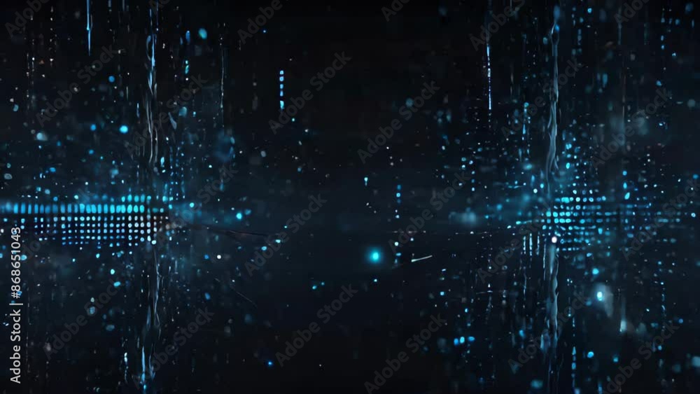 A dark digital network background featuring interconnected blue nodes ...
