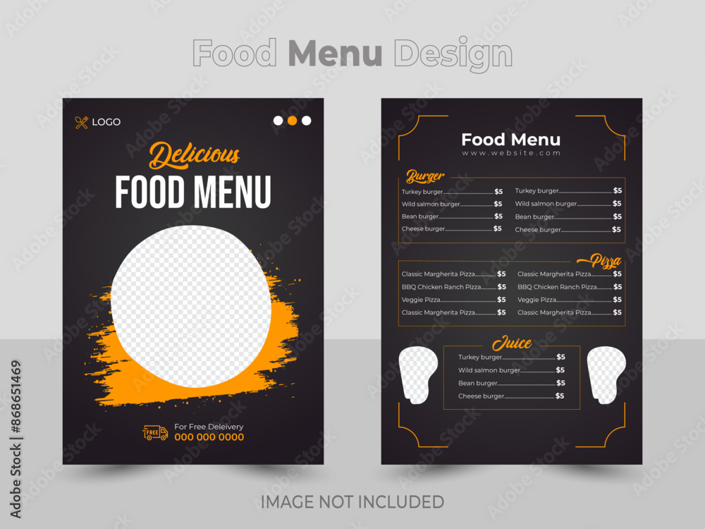 Restaurant Food Menu, Fast food menu. pizza snacks vintage design on ...