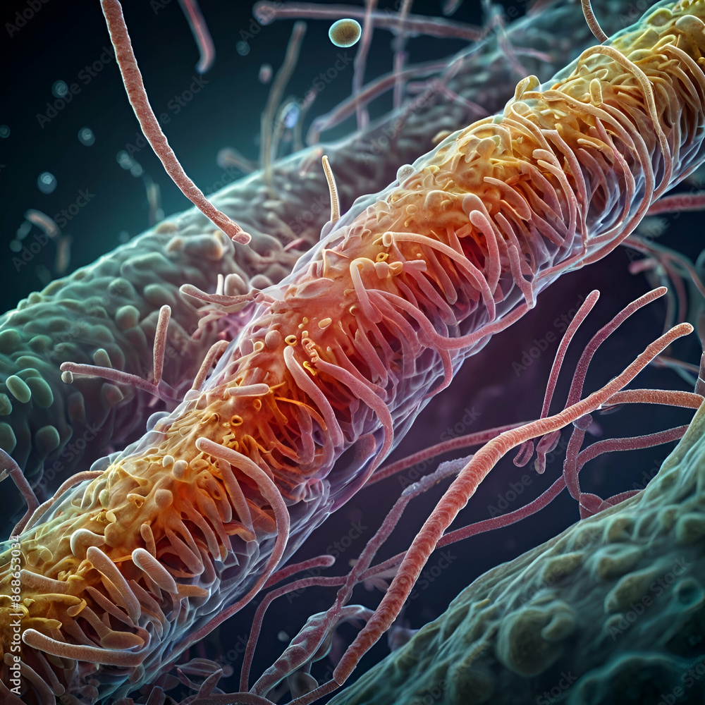 High-Resolution Scientific Illustration of Escherichia coli (E. coli ...