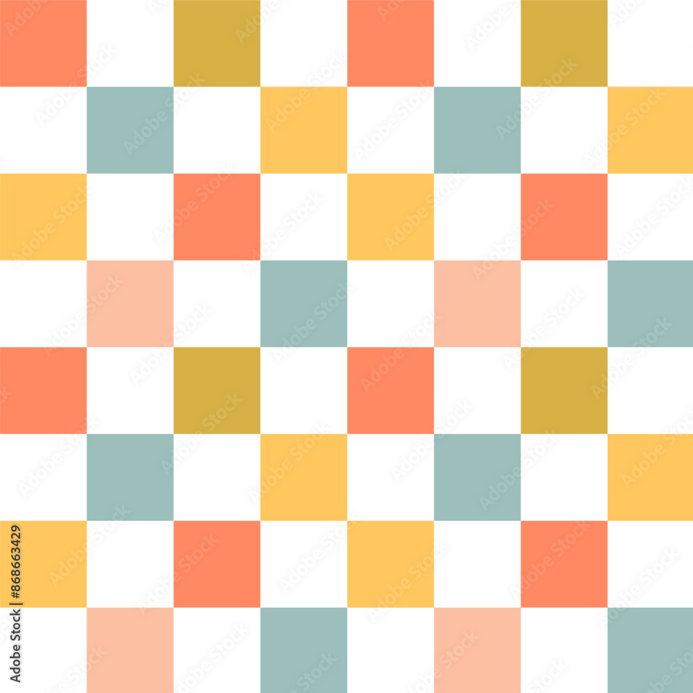 Seamless pattern of a square cage of bright colors in a cartoon style ...