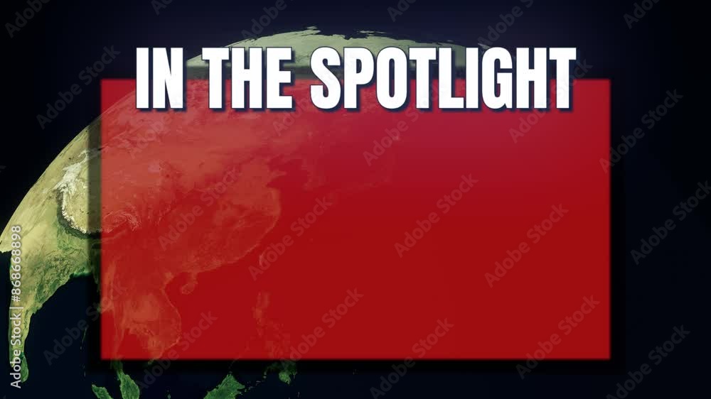 A headline above a semi-transparent red box for copy: In the spotlight ...