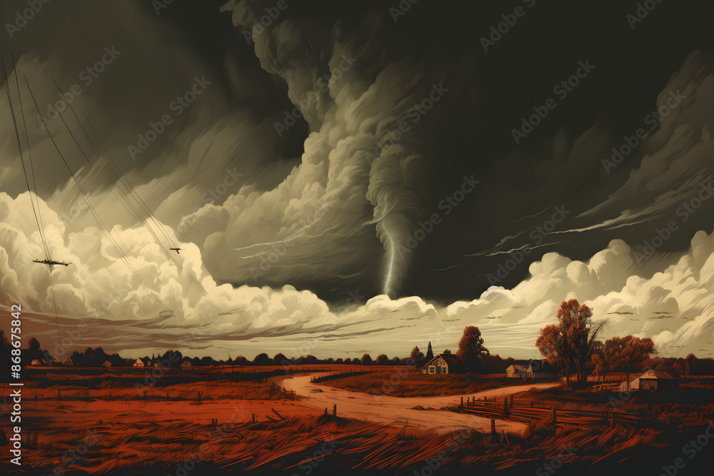 illustrated tornado season, tornado illustration, storm tornado storm ...