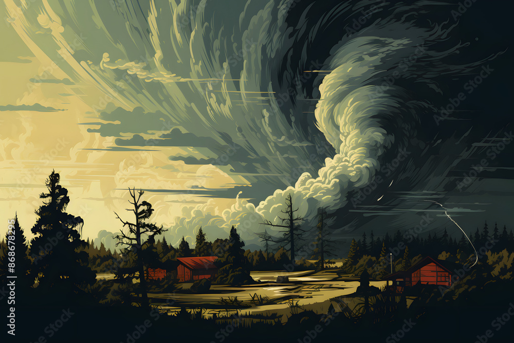 illustrated tornado season, tornado illustration, storm tornado storm ...