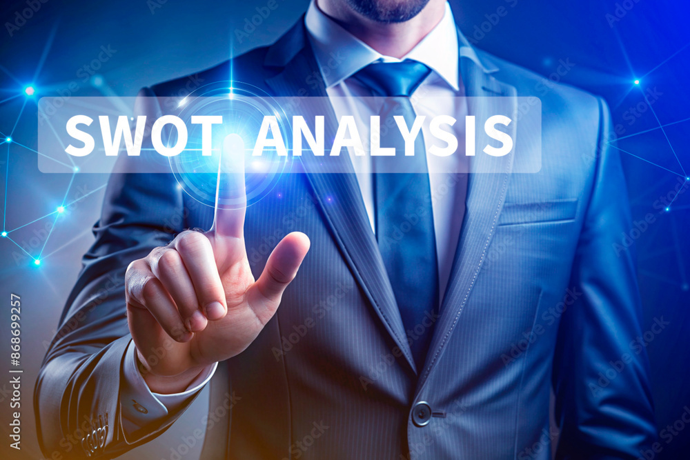 SWOT analysis concept, Businessman drawing swot analysis strategy ...