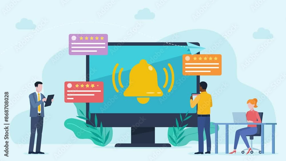 Notification alert appearing on the monitor screen. Customer comments ...