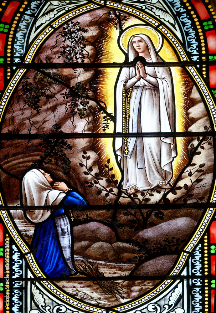 Poster Apparition of the Virgin Mary, Our Lady of Lourdes, to ...