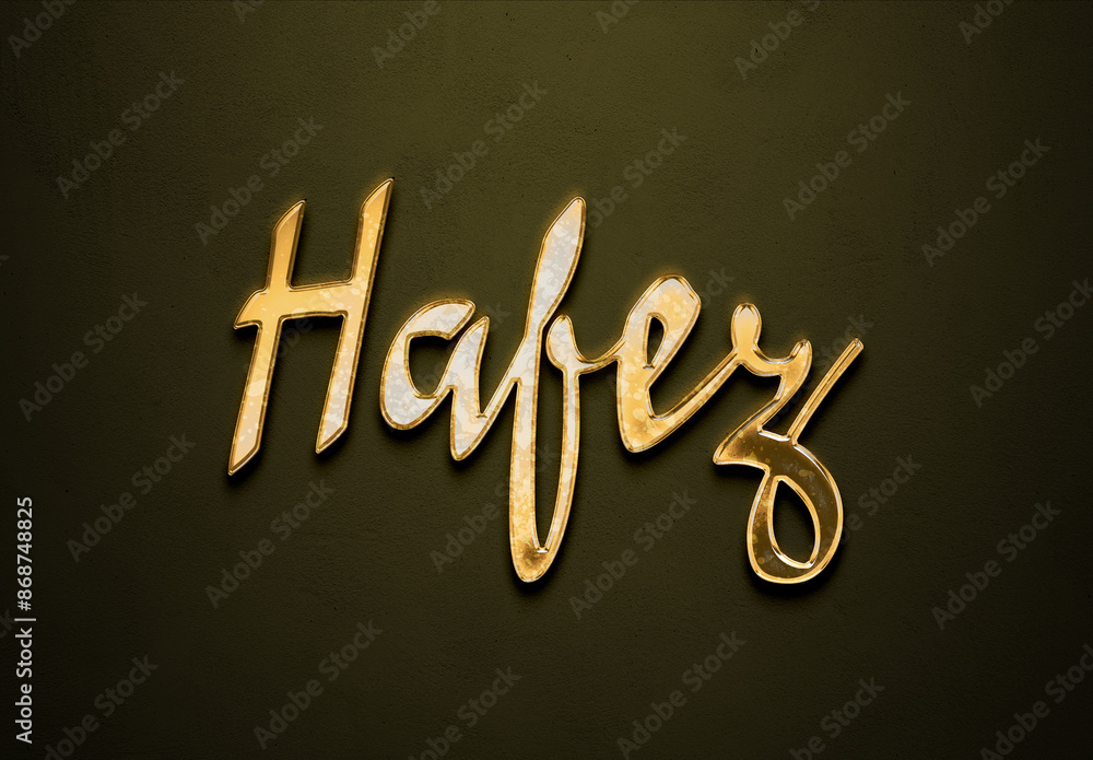 Old gold text effect of Arabic name Hafez with 3D glossy style Mockup ...