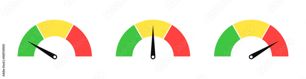 Speedometer icon, tachometer icon. Speed indicator icon set. Rating ...
