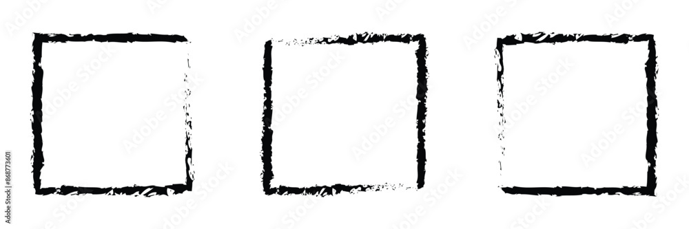 sets Grunge square and rectangle frames. Set of black ink boxes ...
