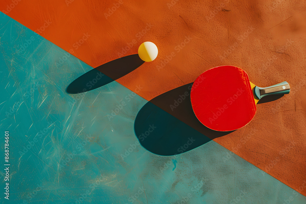vibrant illustration of Ping Pong rackets and ball background. World ...