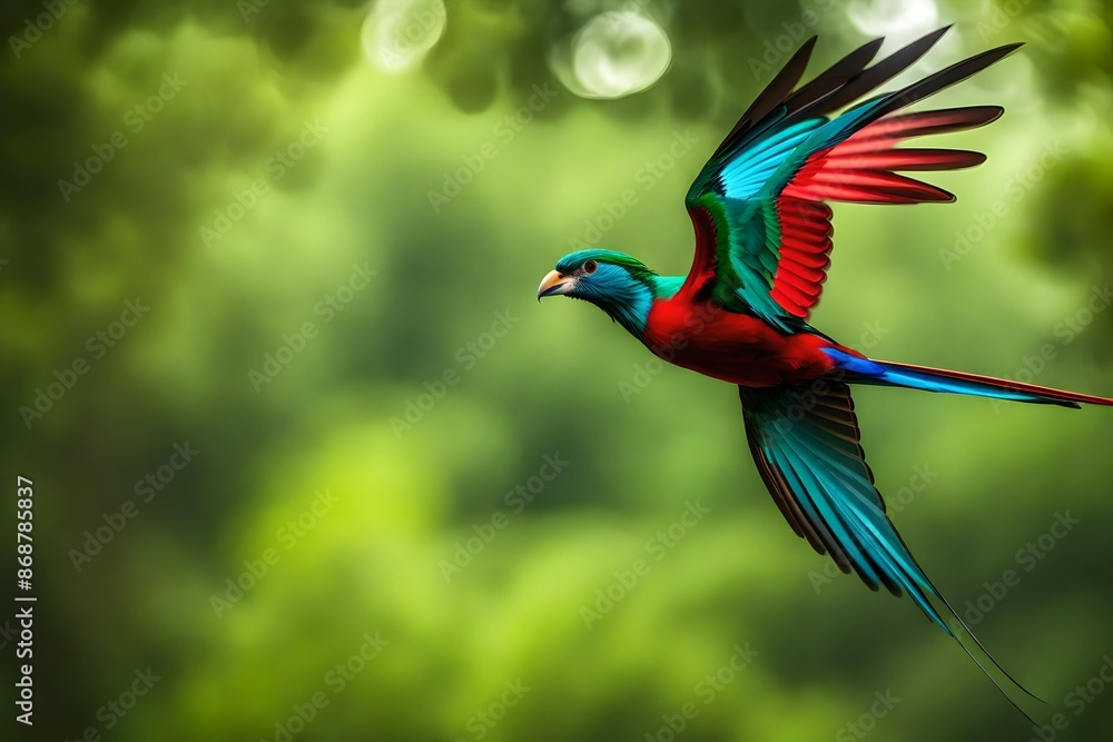 Flying Resplendent Quetzal, Pharomachrus mocinno, Savegre in Costa Rica ...