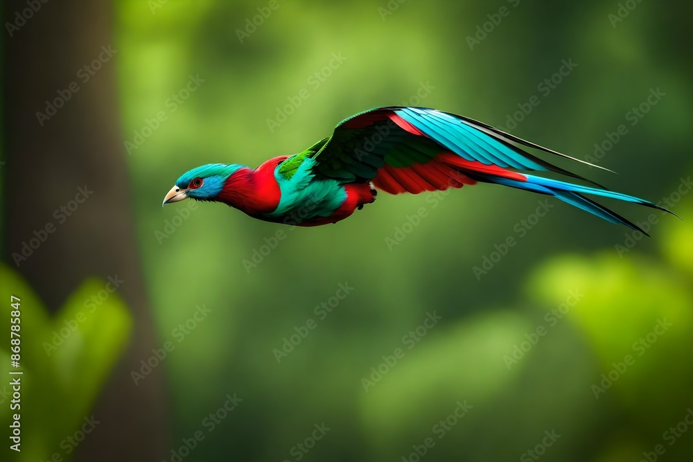Flying Resplendent Quetzal, Pharomachrus mocinno, Savegre in Costa Rica ...
