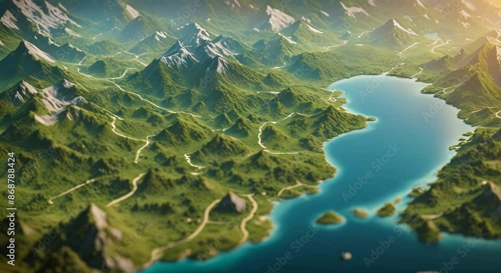 A detailed fantasy world map showcasing diverse landscapes including ...