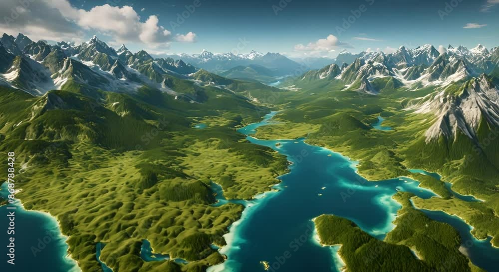 A detailed fantasy world map showcasing diverse landscapes including ...