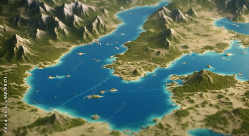 A detailed fantasy world map showcasing diverse landscapes including ...