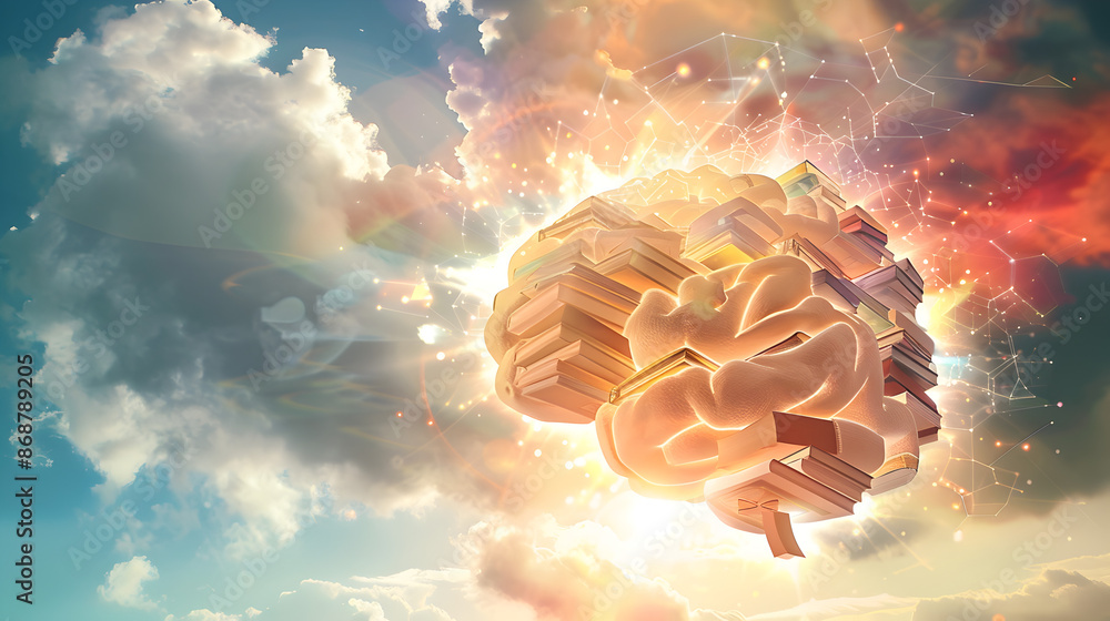 Explosive Cerebral Enlightenment Digital Artwork Depicting a Surreal ...