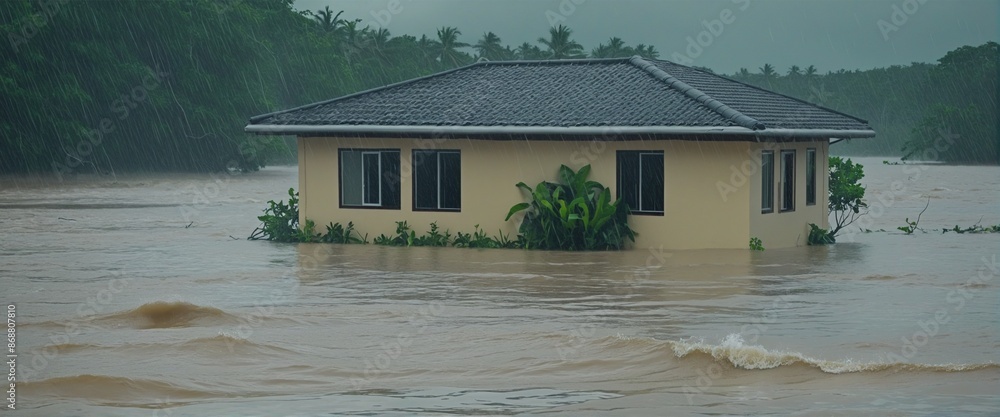 In the aftermath of a severe tropical storm with heavy rainfall, people ...